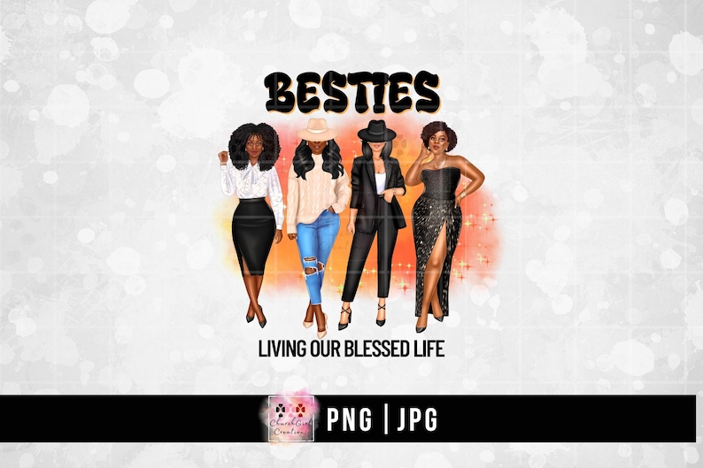 Besties Png, Black Woman Png, Bright Colorful Png, Sublimation, Black ...