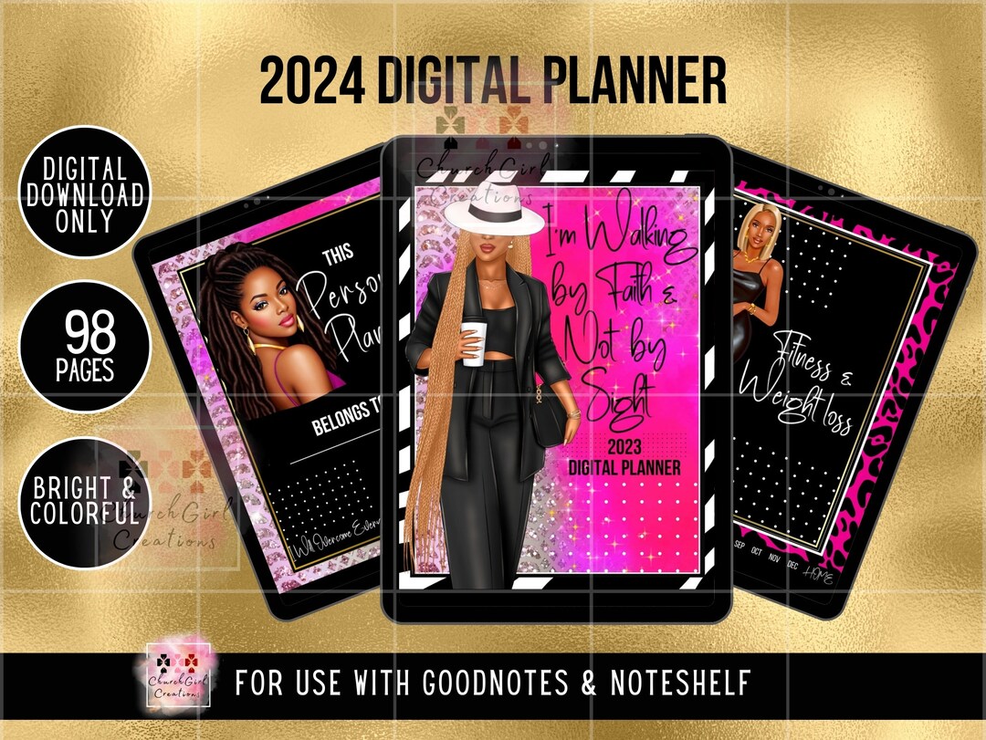 2024 Digital Planner, Black Girl Planner, Fillable Planner, 2024 ...