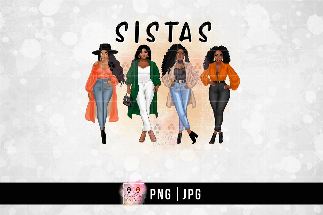Sistas Png Black Woman Png Bright Colorful Png Sublimation - Etsy