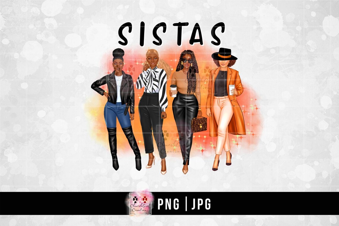 Sistas Png Black Woman Png Bright Colorful Png Sublimation - Etsy