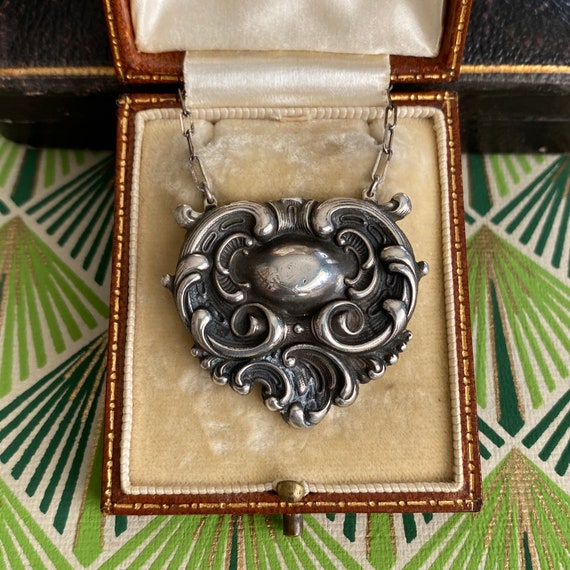 Art Nouveau William Kerr Silver 16" Necklace Pendant - Gem