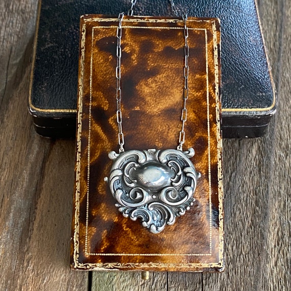 Art Nouveau William Kerr Silver 16" Necklace Pendant - Gem