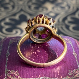 Victorian Ruby Pink Tourmaline Paste & Diamond 14K Cluster Ring - Etsy