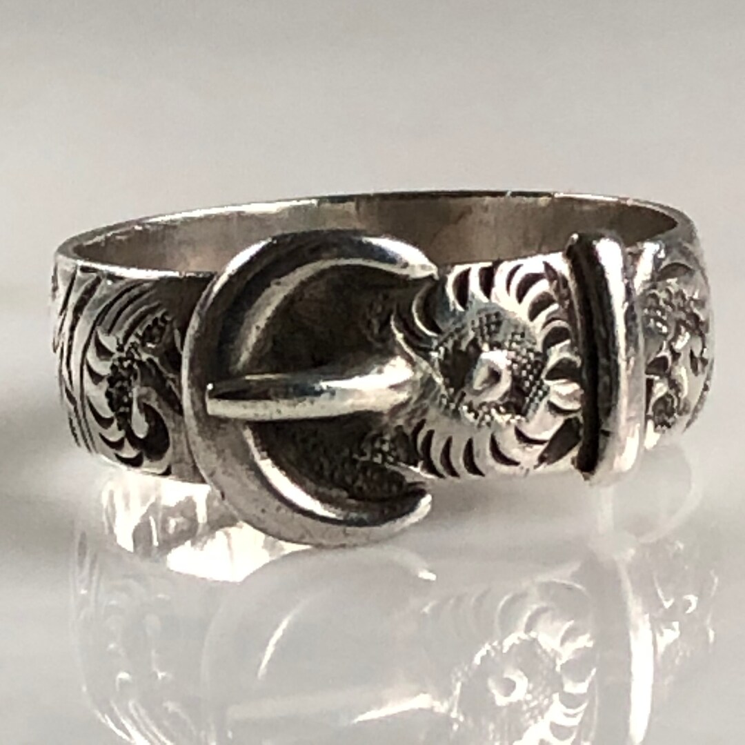 Vintage European Buckle Silver Ring - Etsy
