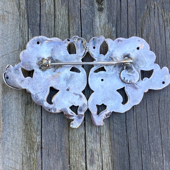 Art Nouveau Lady Sterling Brooch Pin - Gem