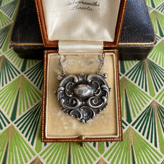 Art Nouveau William Kerr Silver 16" Necklace Pendant - Gem