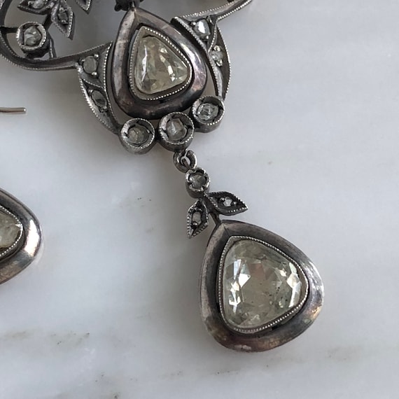 Vintage Foil Backed Diamond Necklace & Earrings Set - Gem