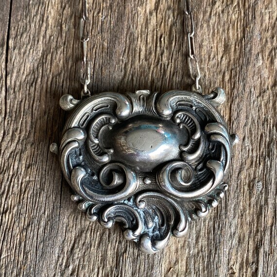 Art Nouveau William Kerr Silver 16" Necklace Pendant - Gem