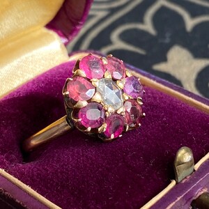 Victorian Ruby Pink Tourmaline Paste & Diamond 14K Cluster Ring - Etsy
