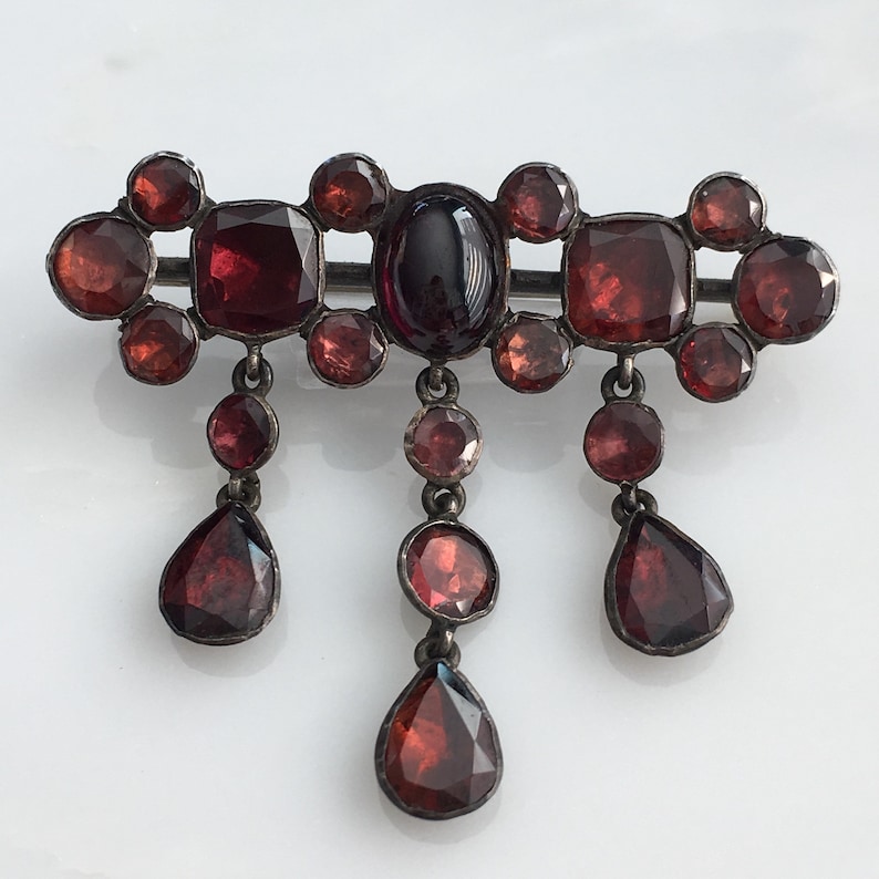 Georgian Garnet Sterling Pin Brooch - Etsy