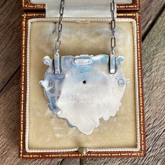 Art Nouveau William Kerr Silver 16" Necklace Pendant - Gem