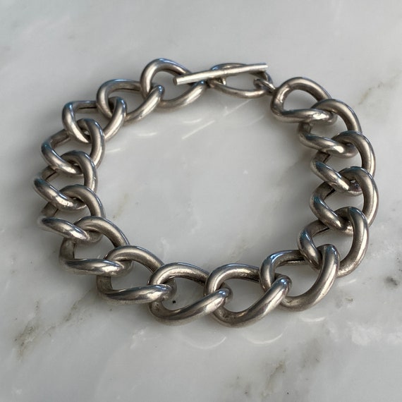 Vintage Chunky Silver Link Bracelet - Gem