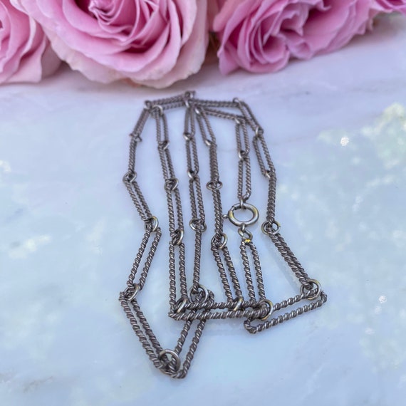 Victorian Silver Necklace Chain (34") - Gem