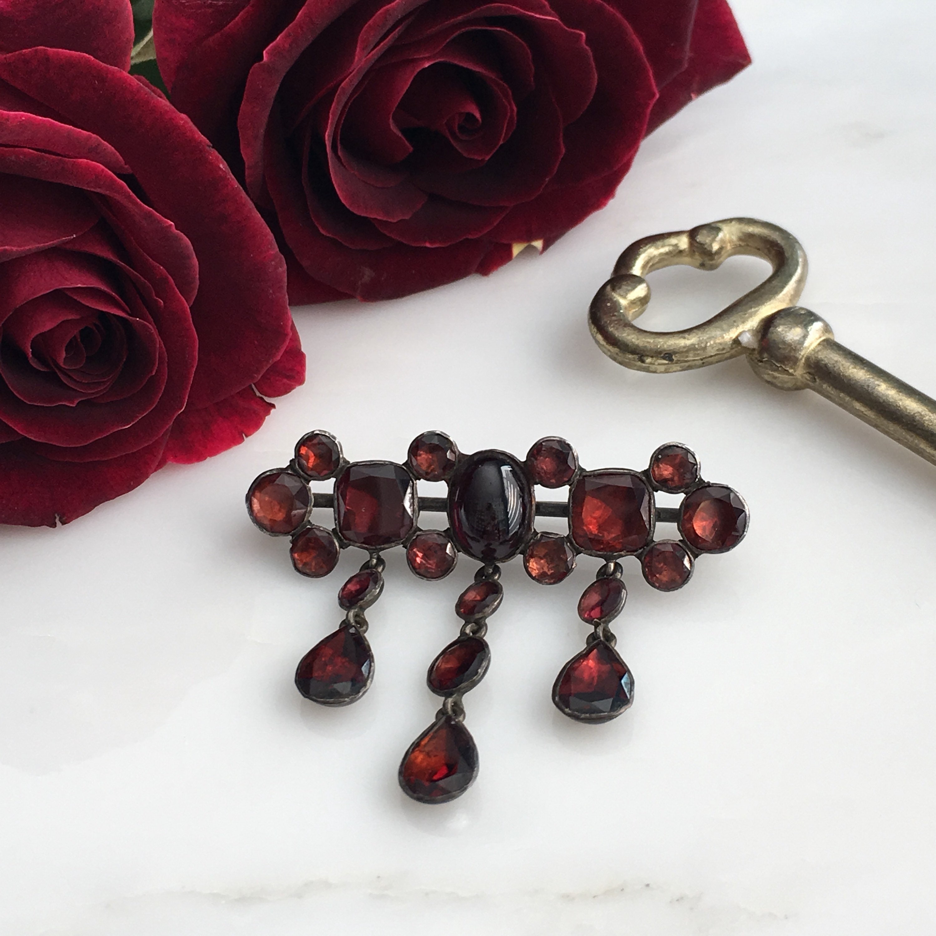 Georgian Garnet Sterling Pin Brooch | Etsy