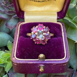 Victorian Ruby Pink Tourmaline Paste & Diamond 14K Cluster Ring - Etsy