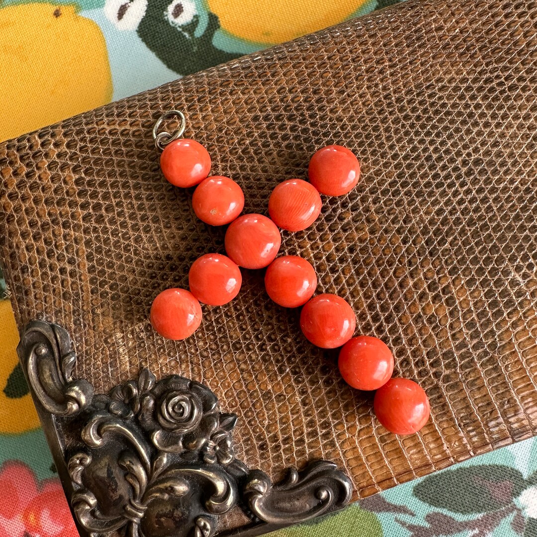 Victorian 1890's Natural Red Coral Silver Cross - Etsy