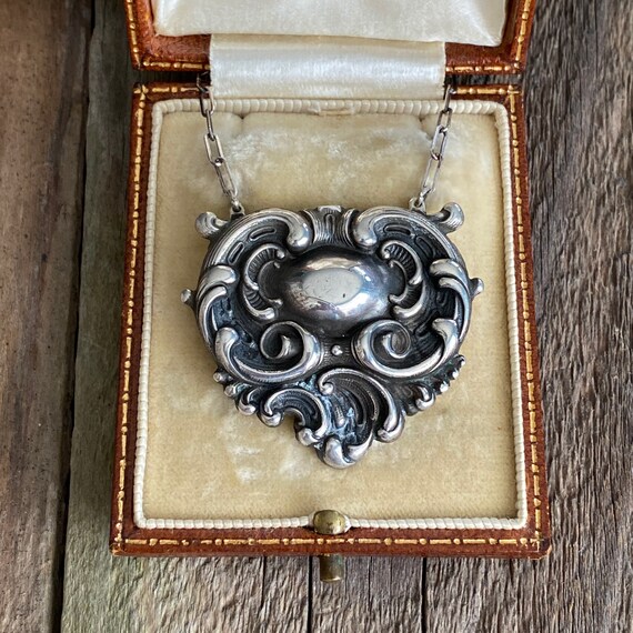 Art Nouveau William Kerr Silver 16" Necklace Pendant - Gem