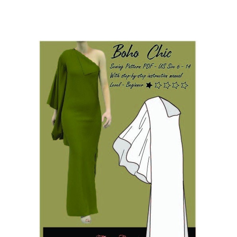 One Shoulder Dress Pattern - Etsy