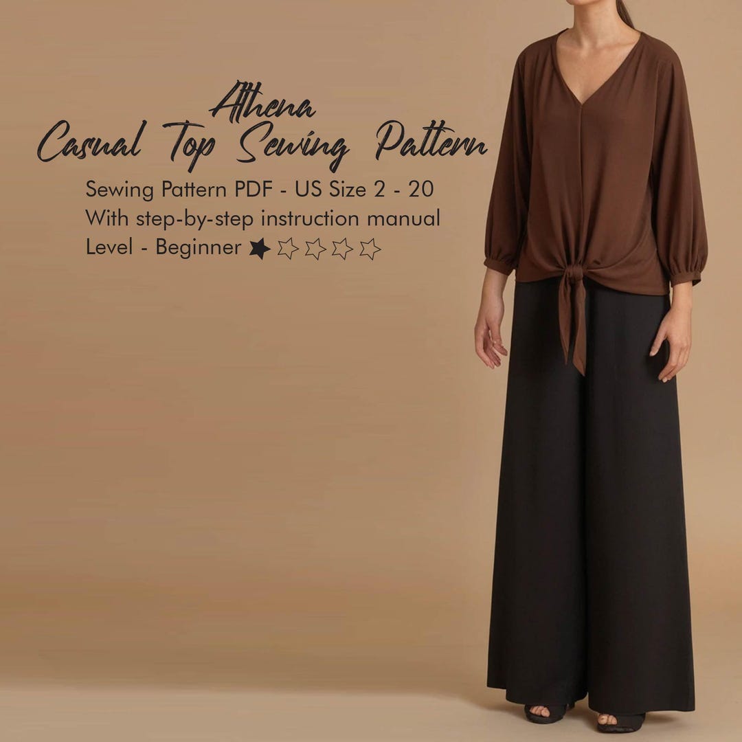 Women's Tie-front Blouse Sewing Pattern, Relaxed Fit (PDF Pattern) - Etsy