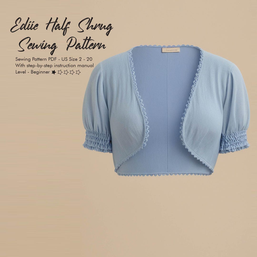 Half Shrug Sewing Pattern for Women, Women Cardigan With Half Sleeves ...