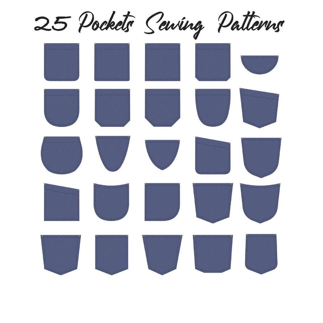 Denim Pocket Sewing Pattern Bundle, 25 Easy Pocket Templates (digital ...