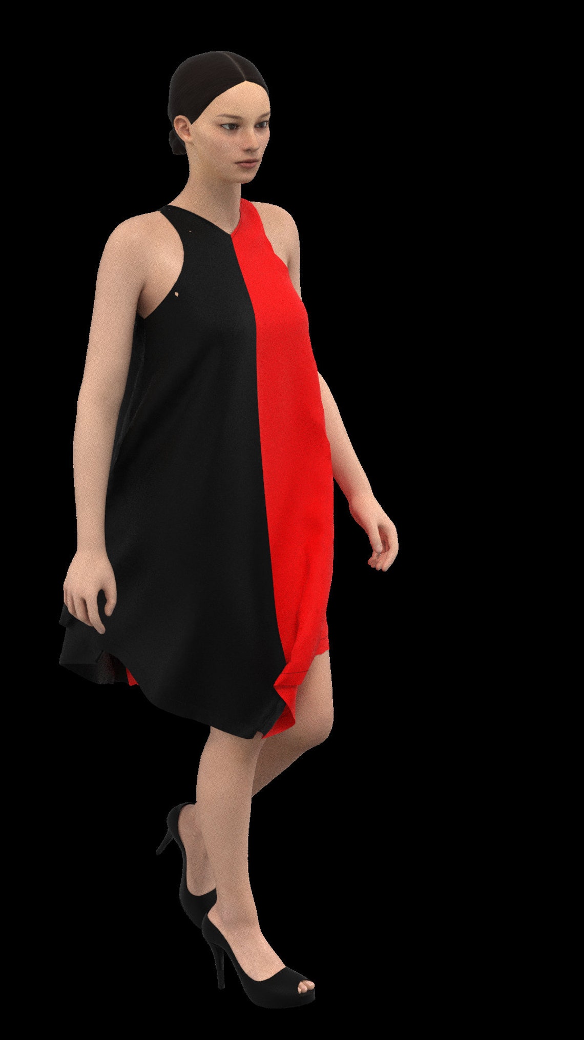 Flowy Sleeveless Dress Sewing Pattern, Relaxed Fit Midi Dress, DIY ...