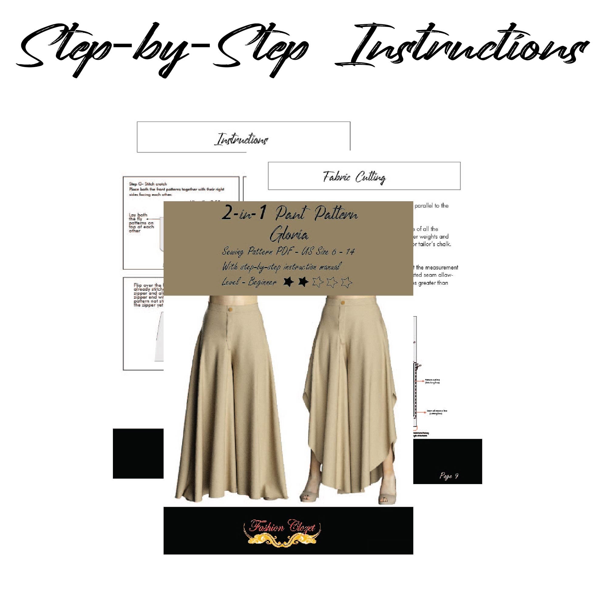 Umbrella Palazzo Sewing Pattern Project, Wide Leg Pant Digital Pattern ...