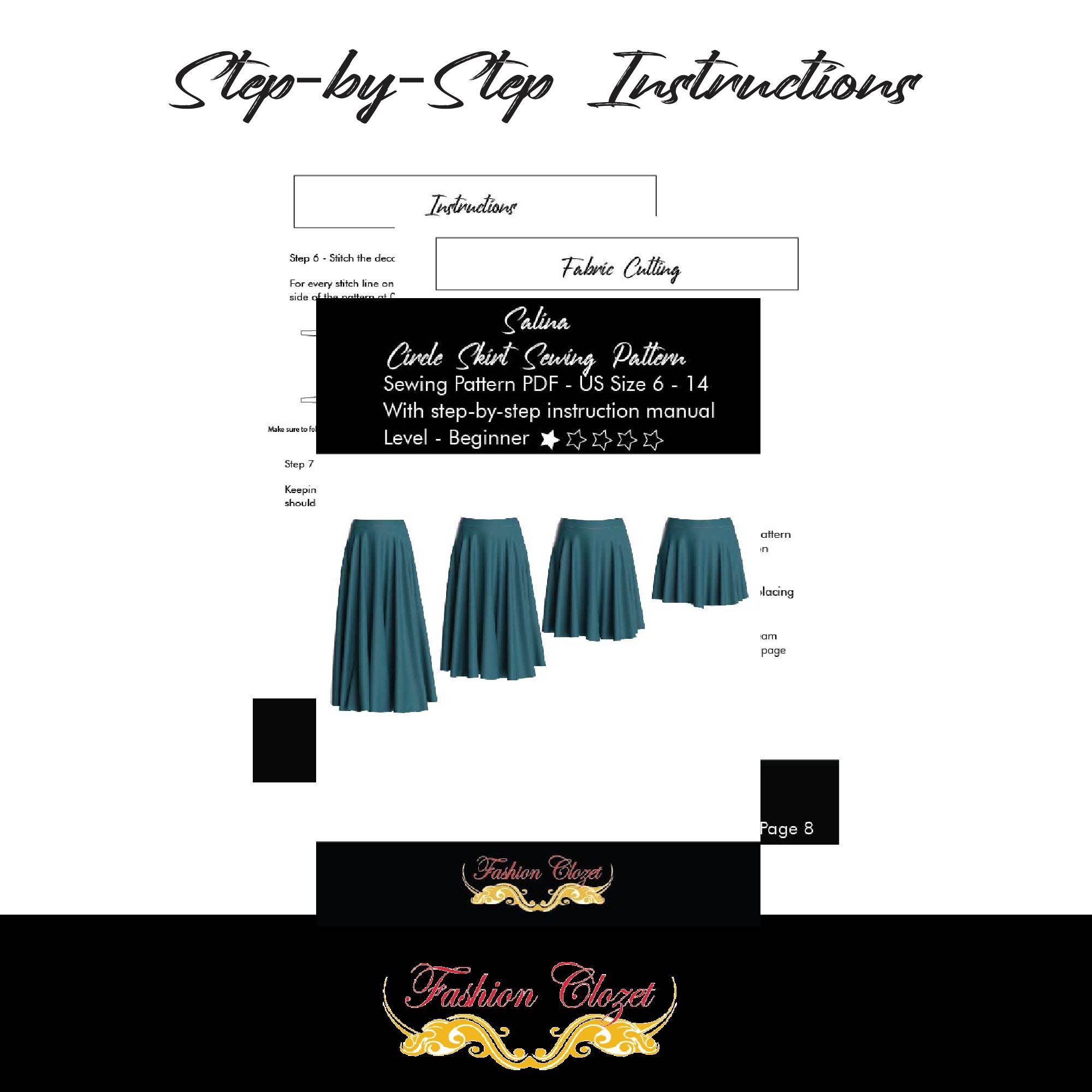 4-in-1 Circle Skirt Sewing PDF Pattern Project, Maxi Umbrella Skirt ...