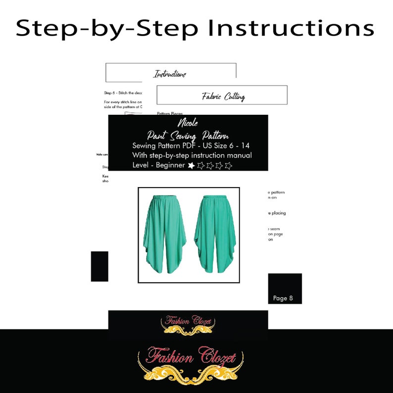 Unisex Pants Boho Paisley Pant Sewing Pattern Project, Gender Neutral ...