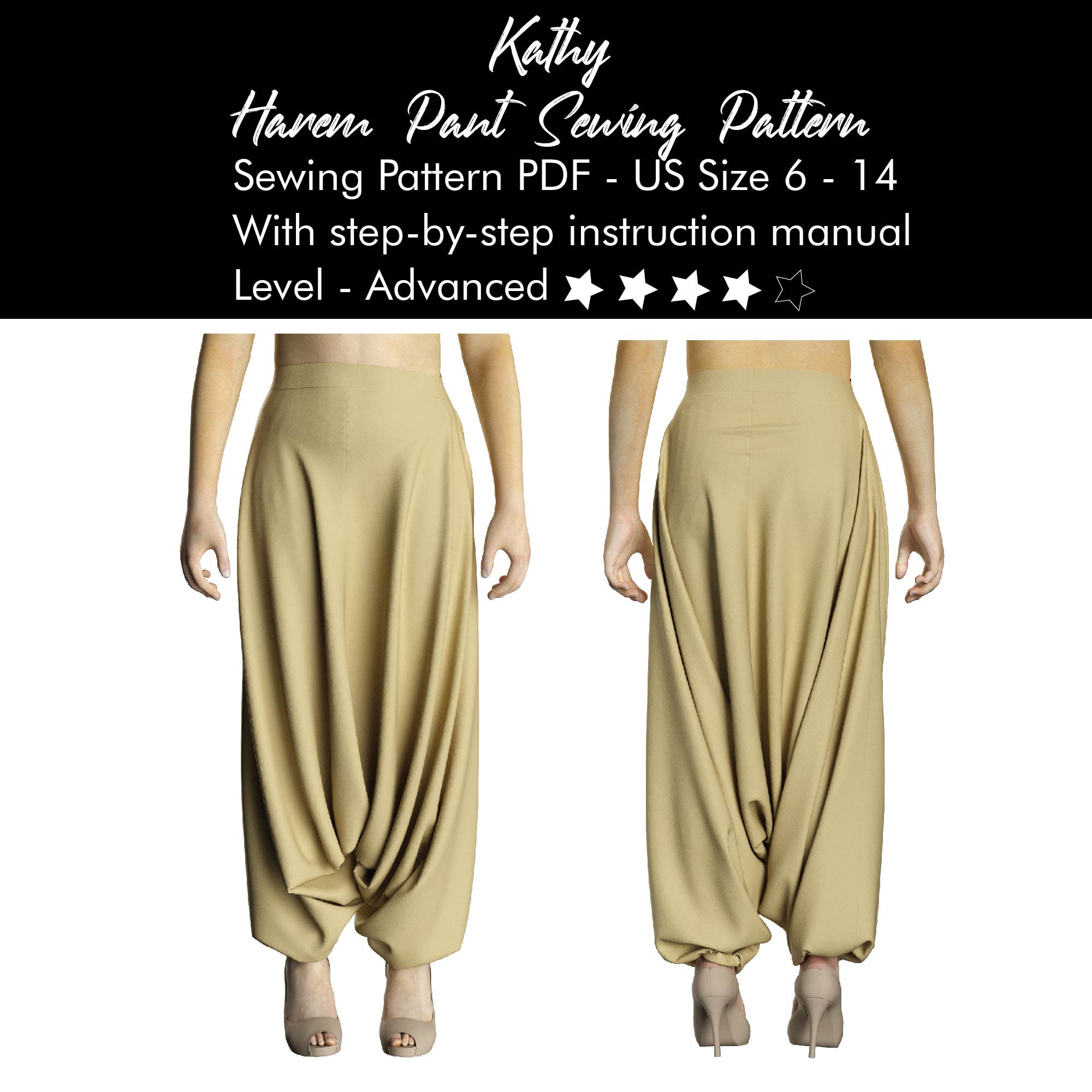 Harem Yoga Pants Sewing Pattern / Wide Leg Pant Pattern / Yoga Pant ...