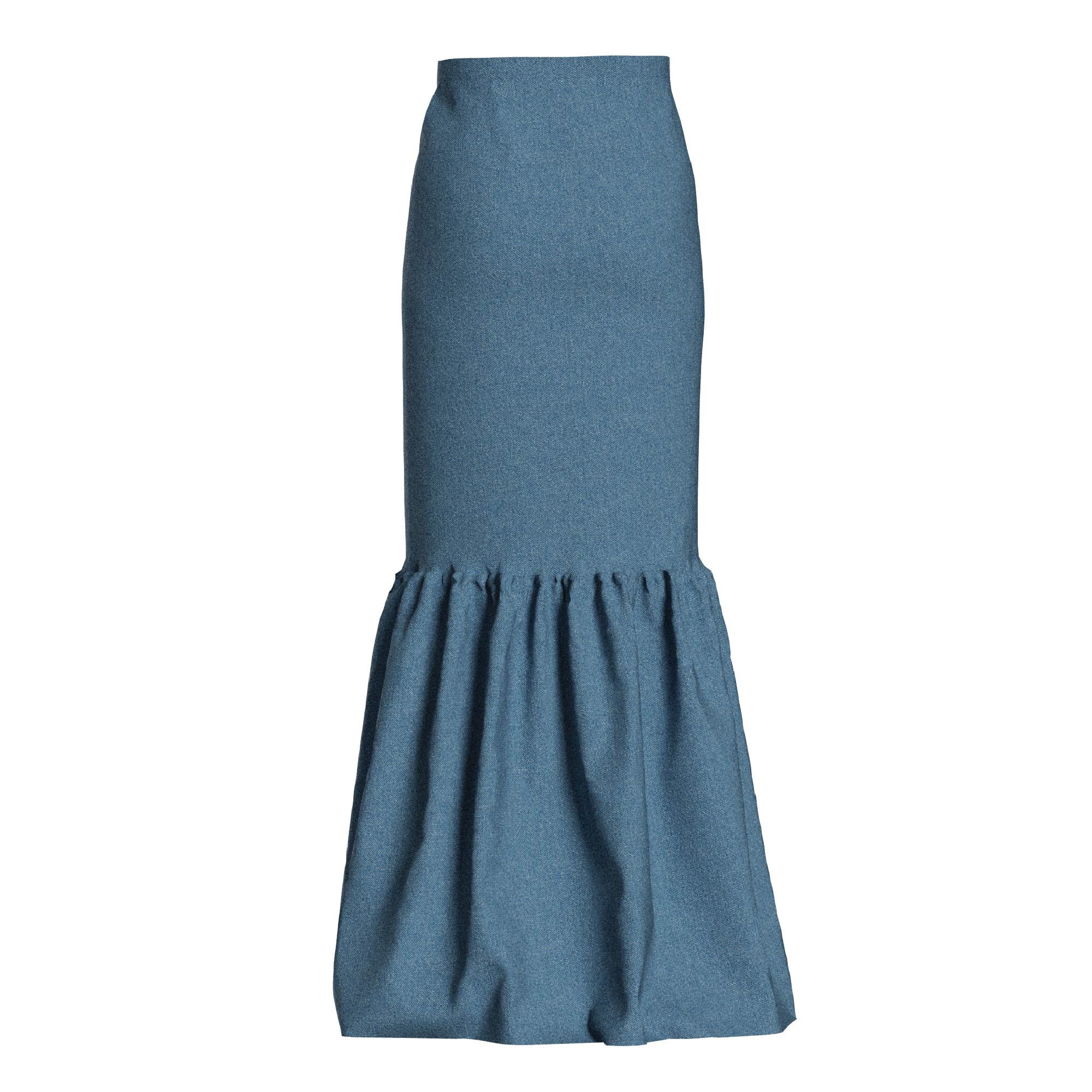 Maxi Skirt Digital Sewing Pattern Project for Women, Denim Button Down ...