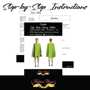Cape Dress Pattern Design Sewing Pattern Project, Knee Length Dress ...