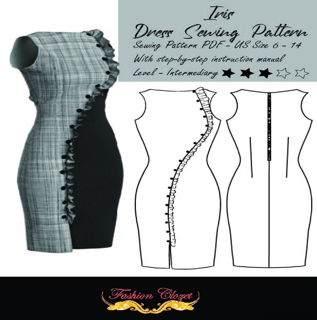 Pencil Dress Sewing Pattern, Formal Dress PDF Pattern, Women's Slim ...
