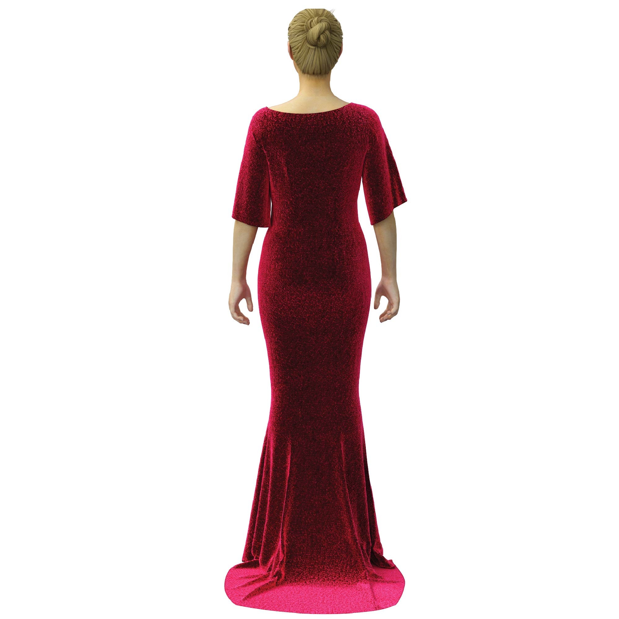 Velvet Mermaid Cut Evening Gown Sewing Pattern With Half Sleeves,bridal ...