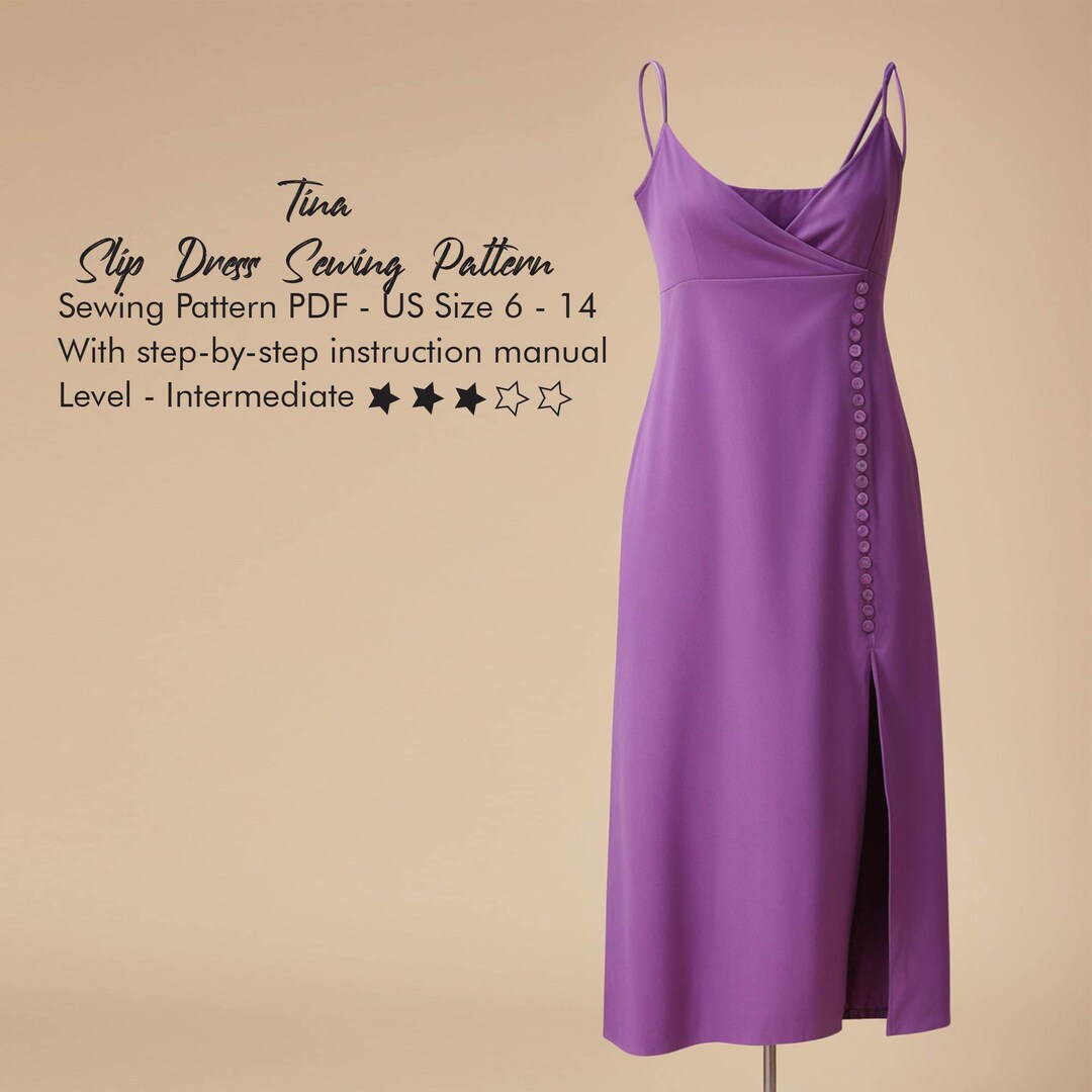 Slip Dress Sewing Pattern, DIY Slip Dress, PDS Sewing Tutorial, Easy-to ...