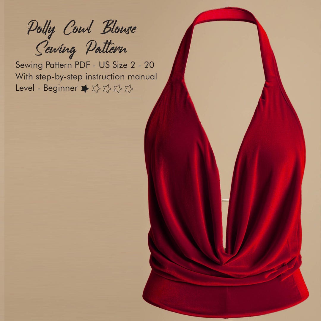 Cowl Neck Halter Top Sewing Pattern for Women, Sleeveless Easy Women ...