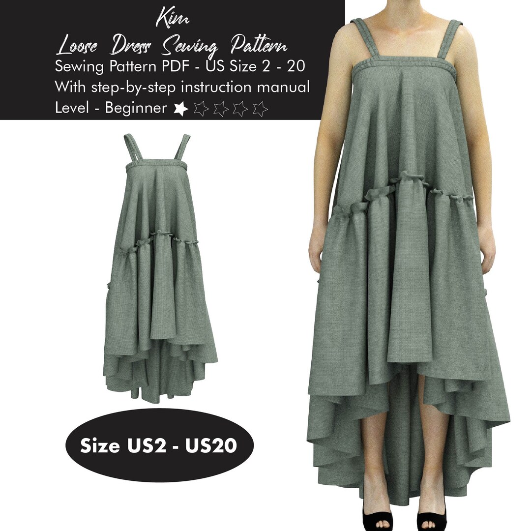 Sleeveless High-low Tiered Loose Frilly Dress Sewing Pattern - Etsy