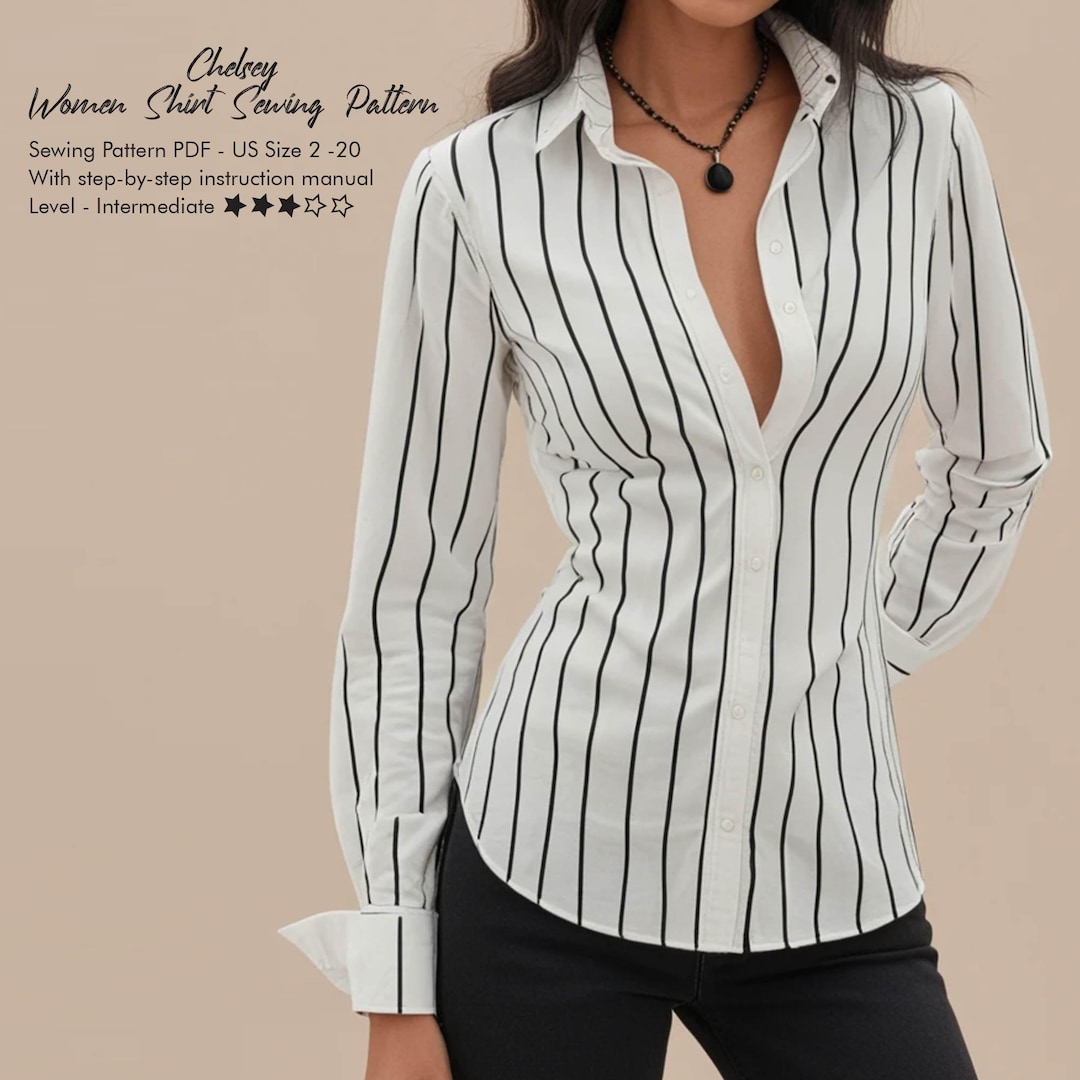 Slim-fit Women's Shirt Sewing Pattern, Princess Seam (PDF Pattern) - Etsy