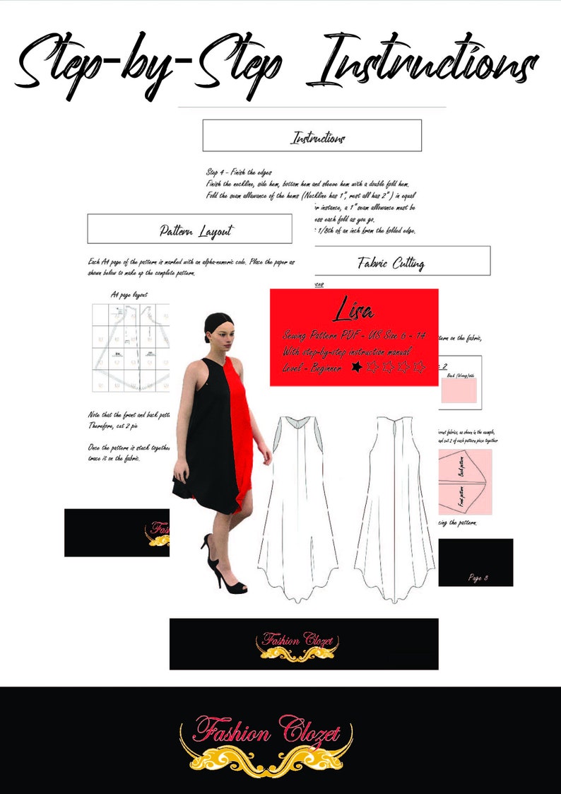 Flowy Sleeveless Dress Sewing Pattern, Relaxed Fit Midi Dress, DIY ...
