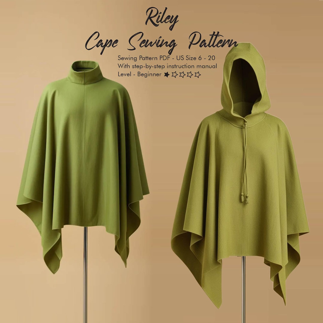 Unisex Cape Sewing Pattern, Hooded Poncho, Halloween Costume (PDF ...