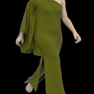 One Shoulder Kaftan Sewing Pattern, Maxi Slit Dress (PDF Pattern) - Etsy