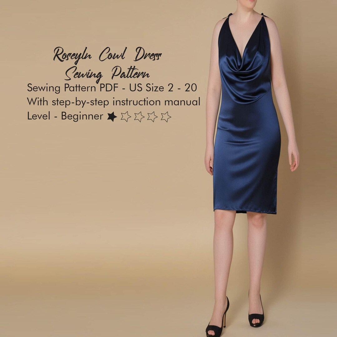 Backless Cowl Dress Sewing Pattern for Women, Sleeveless Easy Women ...