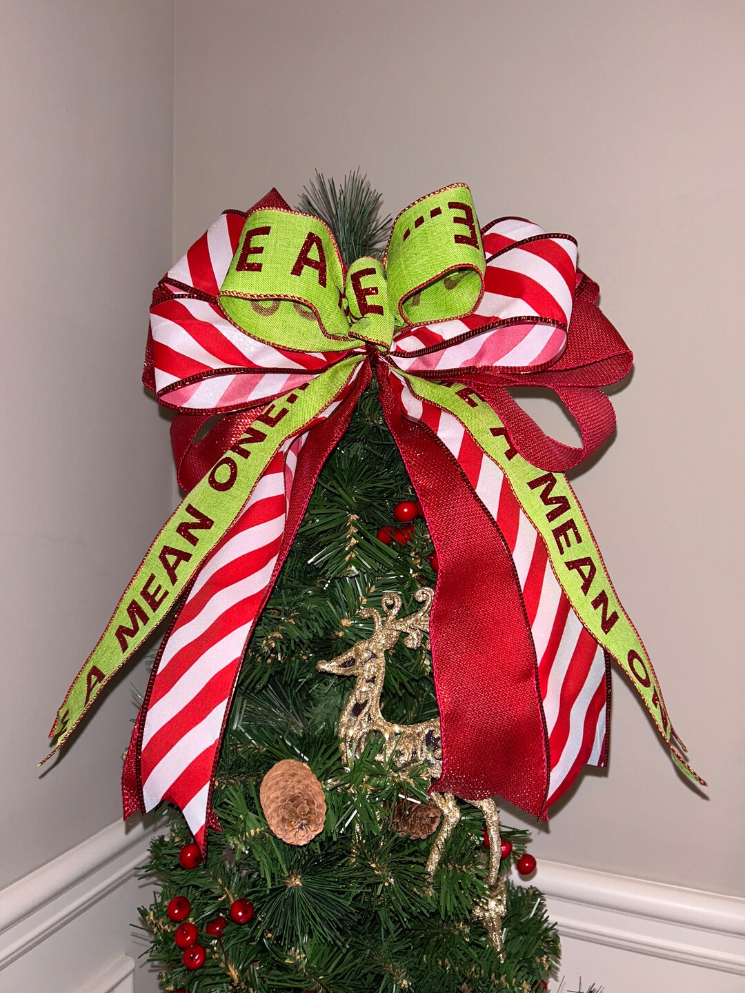 Grinch Christmas Bow - Etsy
