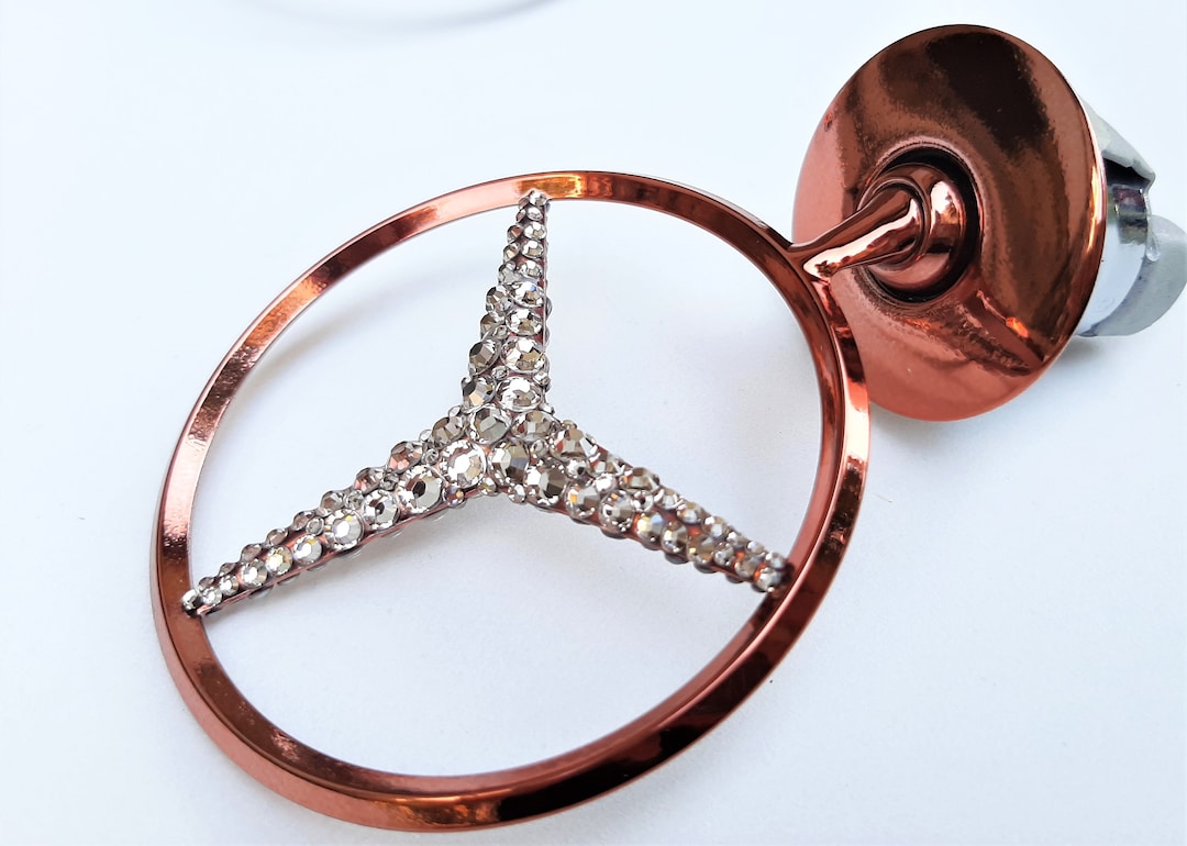 ROSE GOLD EDITION Front Hood Bonnet Mercedes Star Emblem Covered With ...