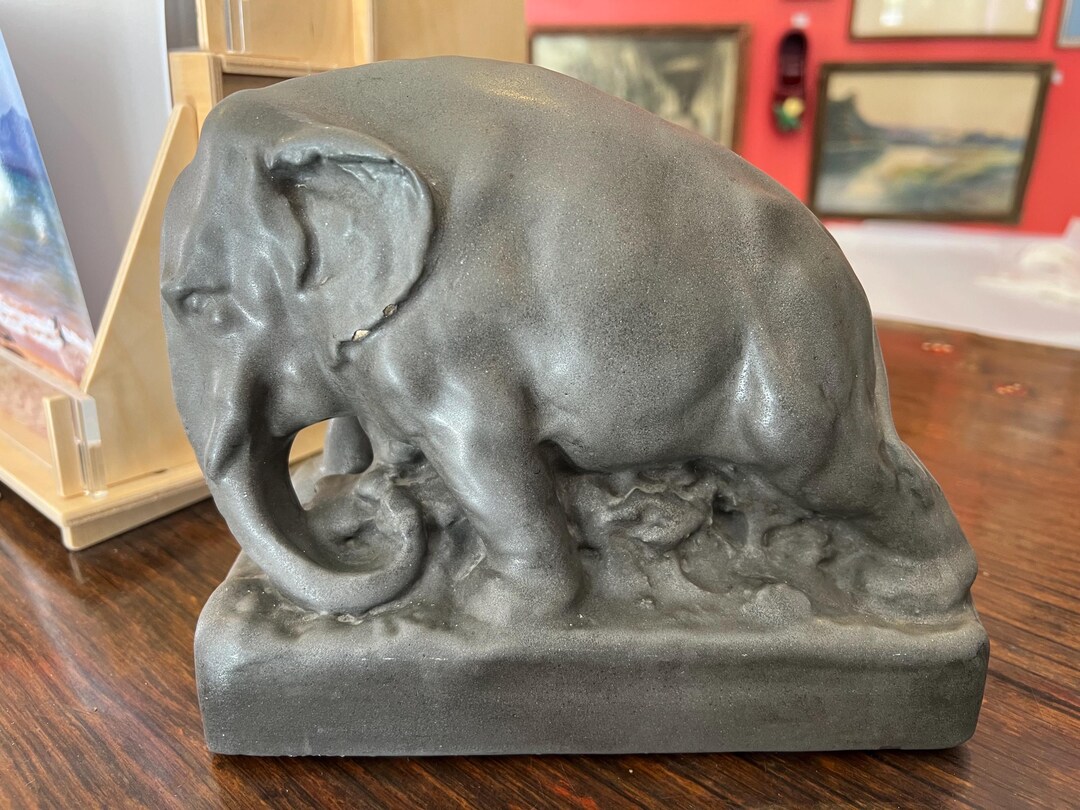 1920's Northwestern Terra Cotta Matt Glazed Powerful Elephant Form Over ...