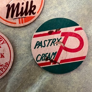 3 Vintage Milk Caps as Found Skim Milk Pastry Cream Claypool Dairy ...