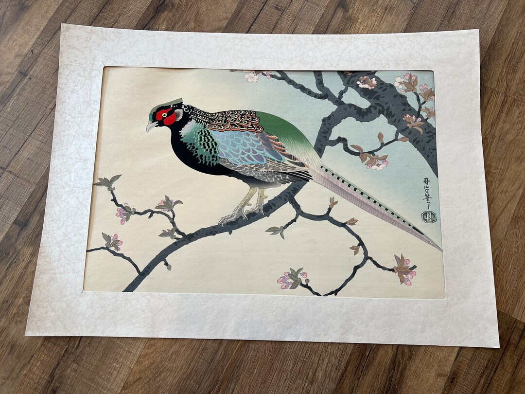 Showa Period Art Deco Woodcut in Original Matting Backing From Uchida ...