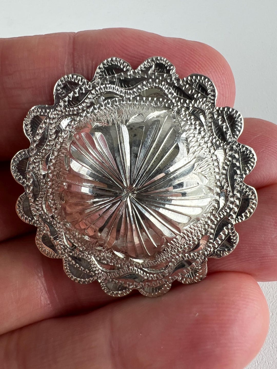 Vintage Engraved Sterling Mexican Silver Concho Hand Made SIGNED - Etsy