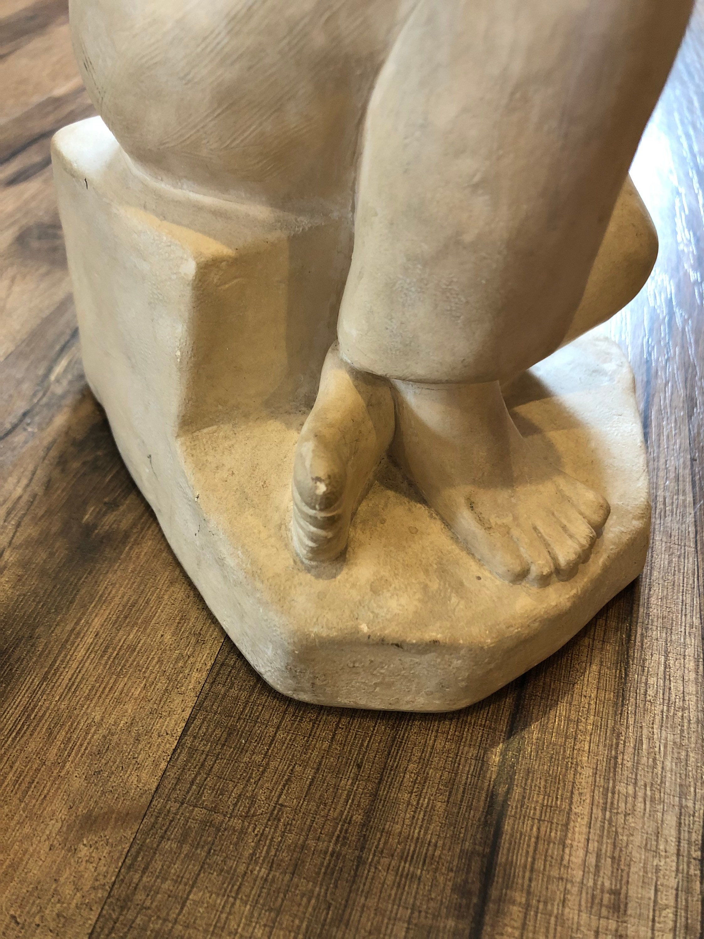 Circa 1940 WPA ERA White Clay Sculpture of Seated Man - Etsy