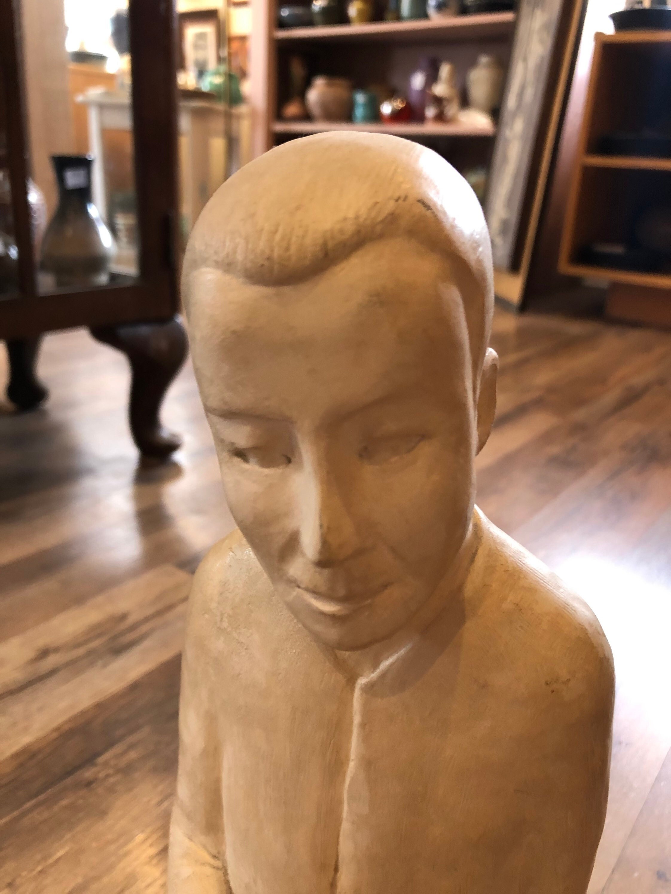 Circa 1940 WPA ERA White Clay Sculpture of Seated Man - Etsy